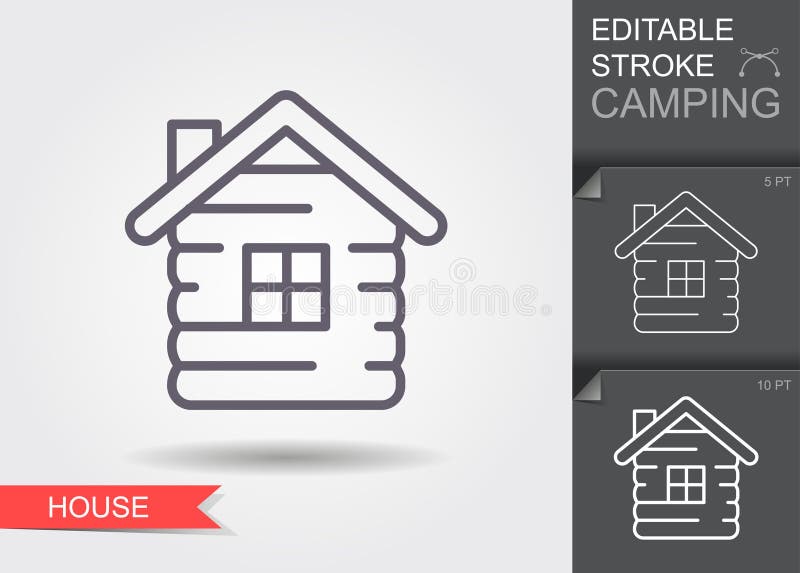 Cabin Icon. Outline House Icon with Editable Stroke. Linear Symbol of ...