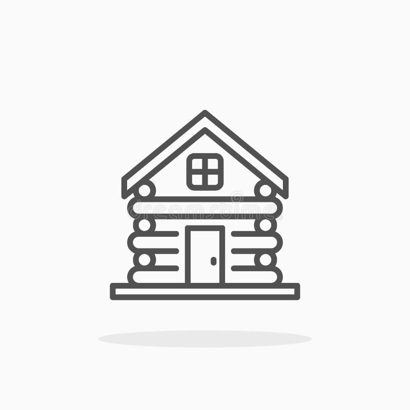 Cabin Icon. Outline Linear Style Stock Vector - Illustration of sign ...