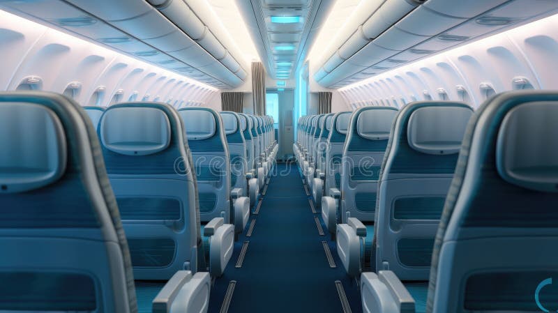 Cabin Interior of a Modern Passenger Aircraft Stock Illustration ...