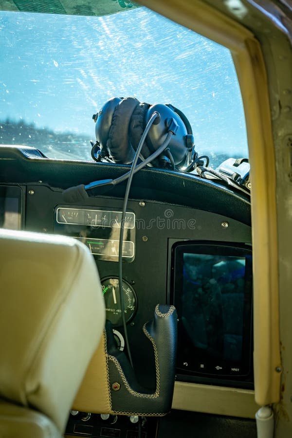 Cabin of a Light-engine Aircraft from the Interior Stock Image - Image ...