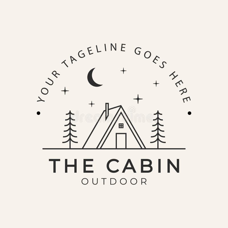 Cabin Line Art Logo Design Vector Stock Vector - Illustration of tree ...