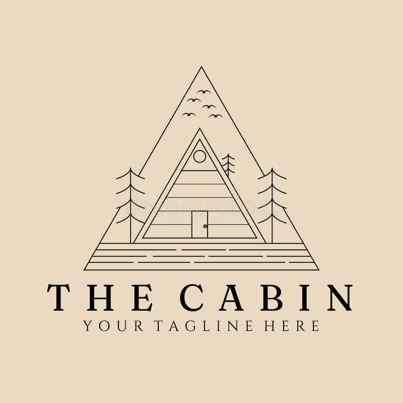 Cabin Line Art Logo, Icon and Symbol, with Emblem Illustration Design ...