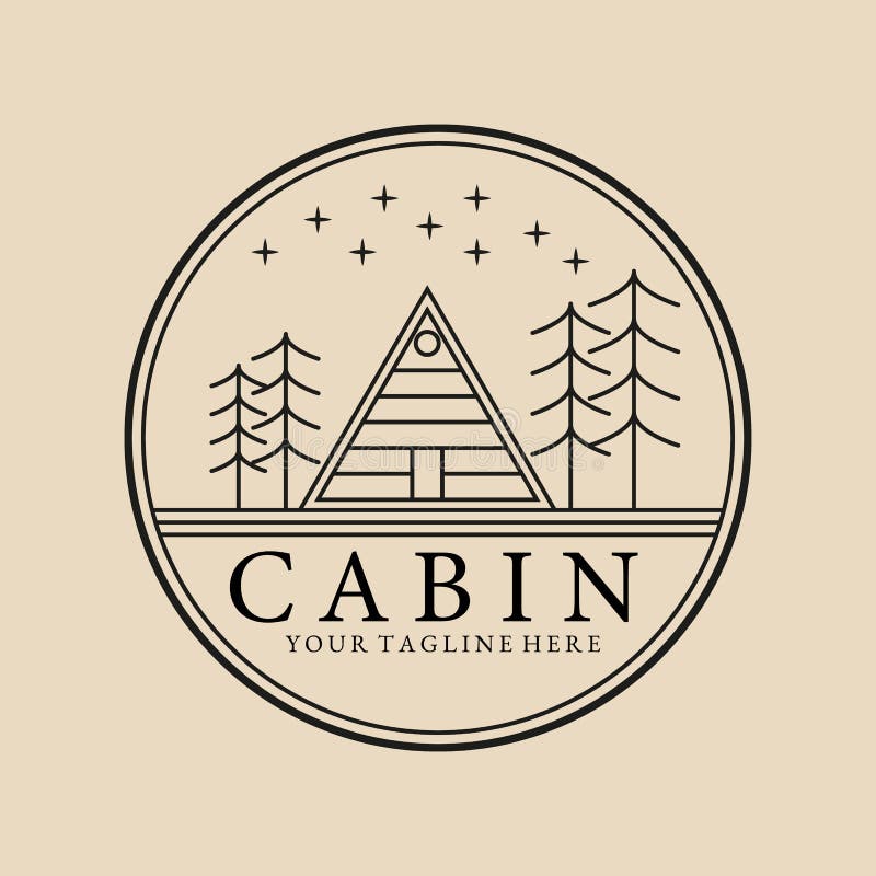 Cabin Line Art Logo, Icon and Symbol, with Emblem Illustration Design ...