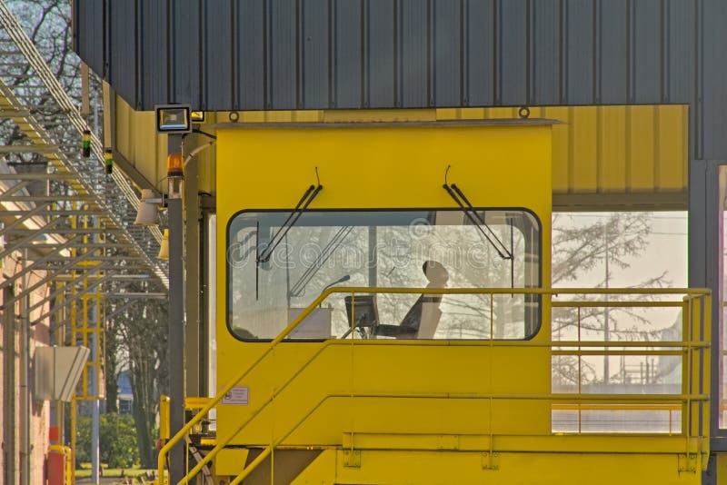 Cabin of a Mobile Loading Bridge of an Industrial Warehouse Stock Image ...