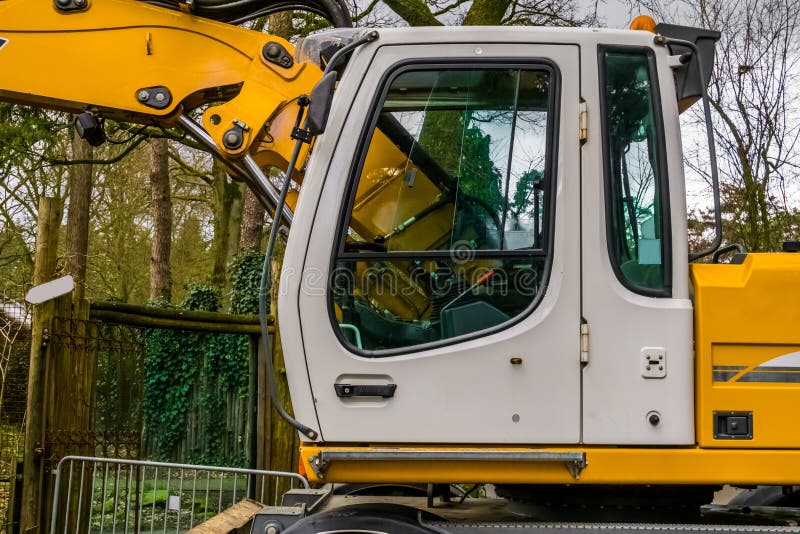 The Cabin of a Excavator with Arm, Old Rusty Digger Machine ...