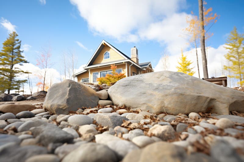 Cabin in Mountain Clearing Showing Stone Base Stock Image - Image of ...