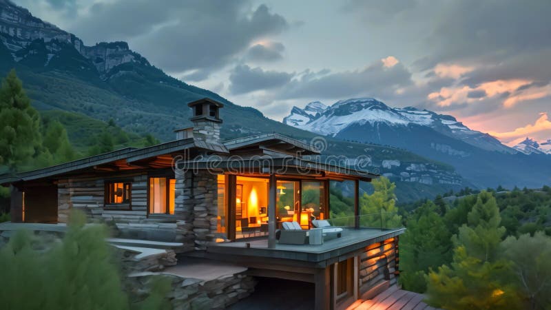A Cabin Nestled in the Mountains with a Breathtaking View of the ...
