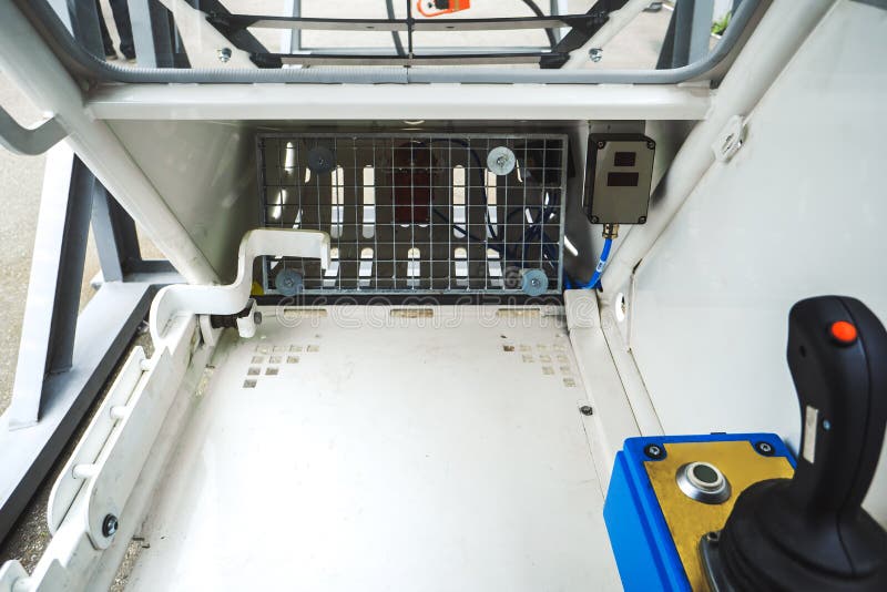 Cabin of the new excavator stock photo. Image of hydraulic - 139745322