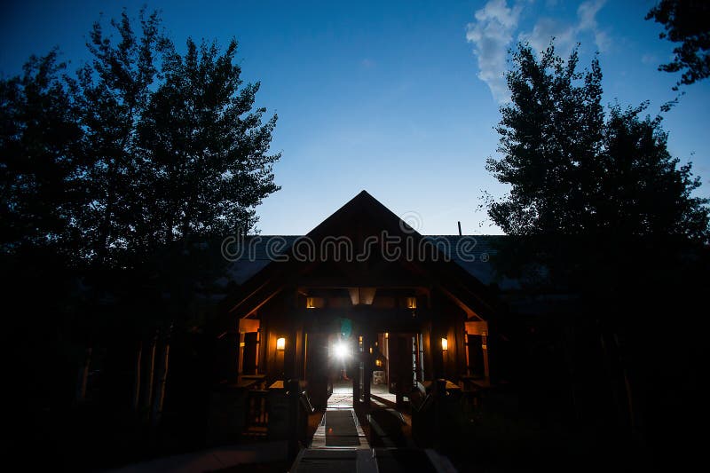 Cabin at Night stock image. Image of washington, stars - 56338427