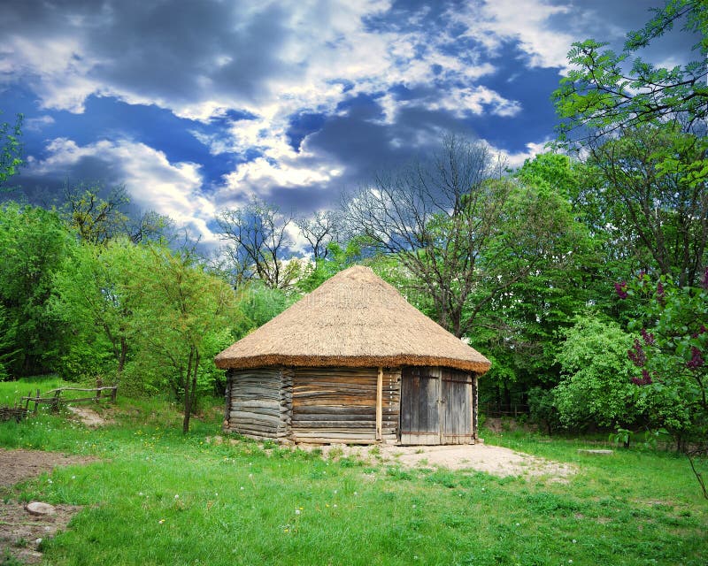 Cabin of poor peasant stock image. Image of homestead - 9847547