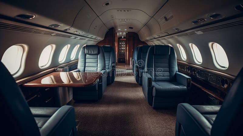 Cabin of a Private Jet or an Airplanes Business Class. Generative AI ...
