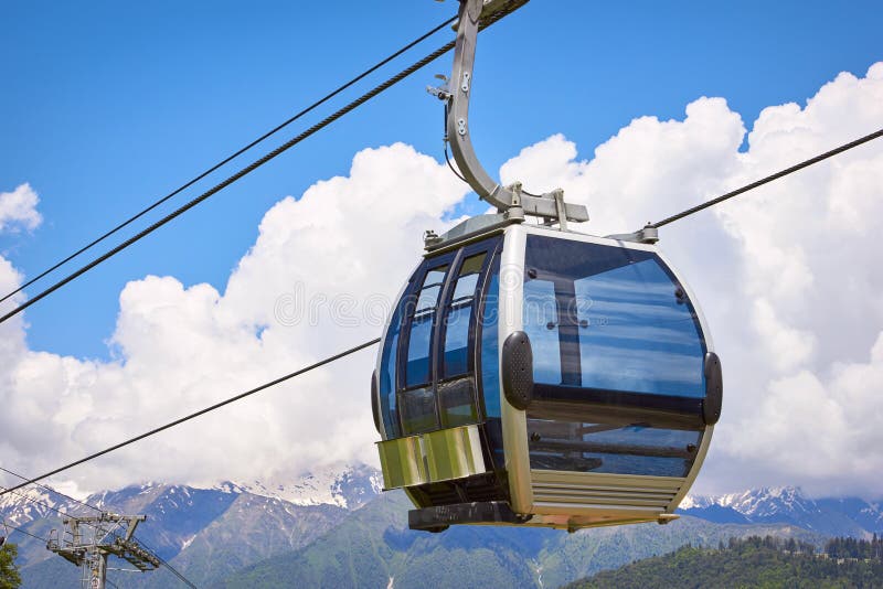 Cabin of Ropeway in Mountains among Clouds Stock Image - Image of ...