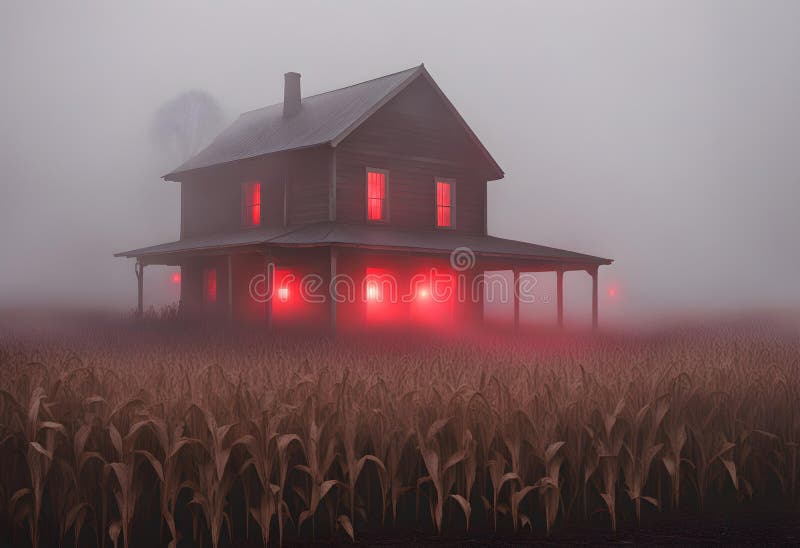 A cabin surrounded by fog stock illustration. Illustration of home ...