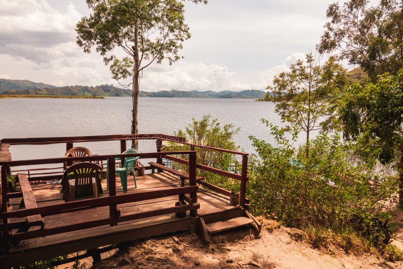 A Cabin in Trees at Lakeshore at Lake Mutanda in Uganda Stock Image ...
