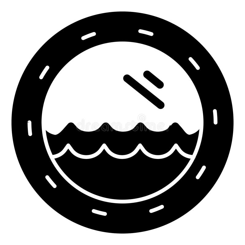 Cabin Window with Water Waves Solid Icon, Cruise Ship Interior Concept ...