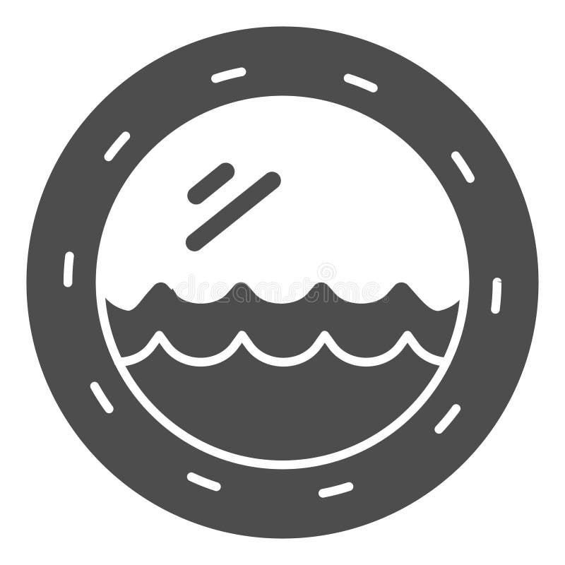 Cabin Window with Water Waves Solid Icon, Cruise Ship Interior Concept ...