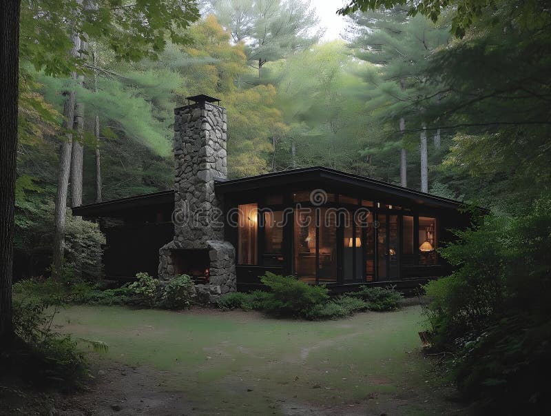 A Cabin in the Woods, a Rustic and Cozy Outdoor Setting, with a Stone ...