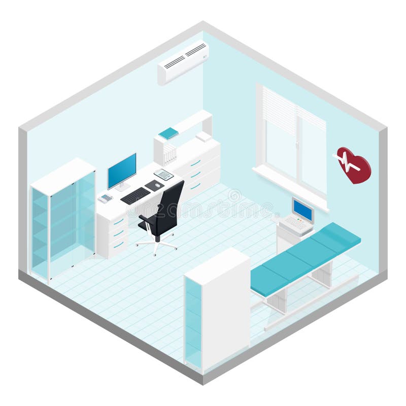 Cabinet Cardiologist Isometric Room Set Stock Vector - Illustration of ...