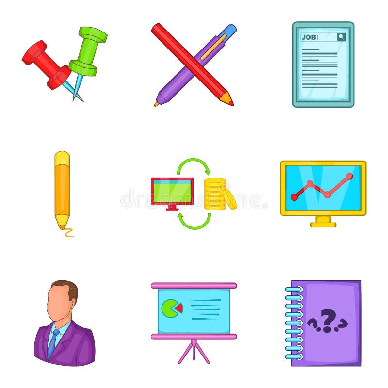 Cabinet Employee Icons Set, Cartoon Style Stock Vector - Illustration ... Cabinet Employee Icons Set, Cartoon Style Stock Vector - Illustration ...