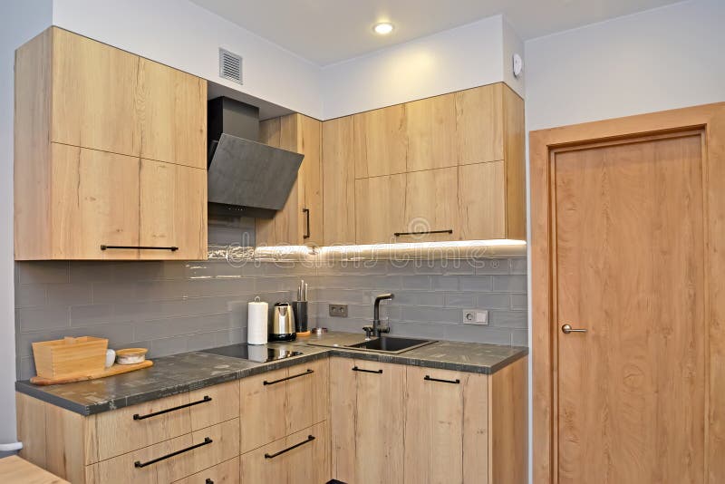Cabinet Furniture in the Kitchen. Modern Minimalism with Loft Elements ...