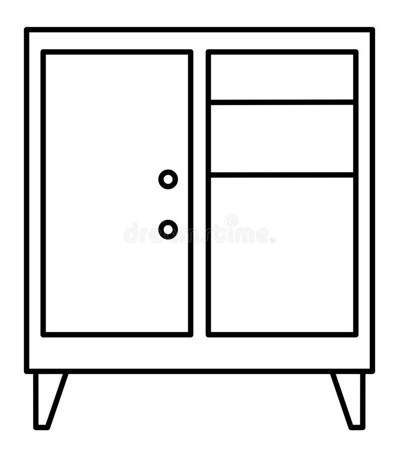Cabinet - Isolated Minimal Black Line Vector Stock Vector ...