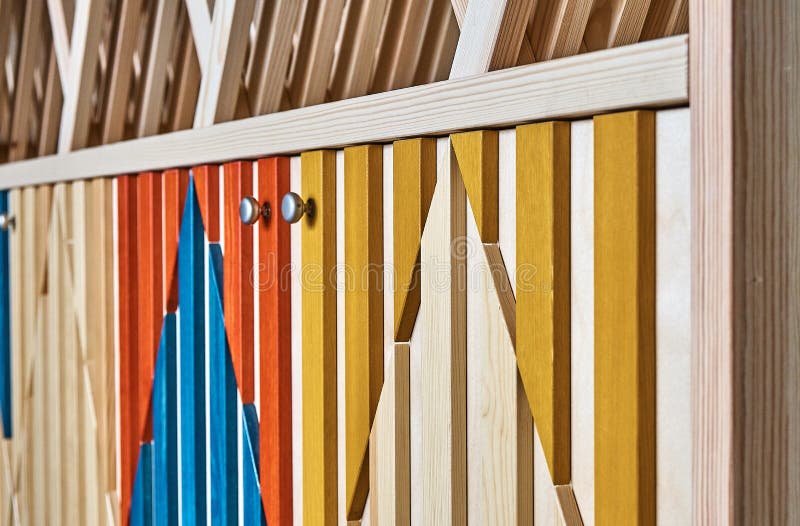 Cabinet with Multi-colored Fronts and Shelves Stock Image - Image of ...