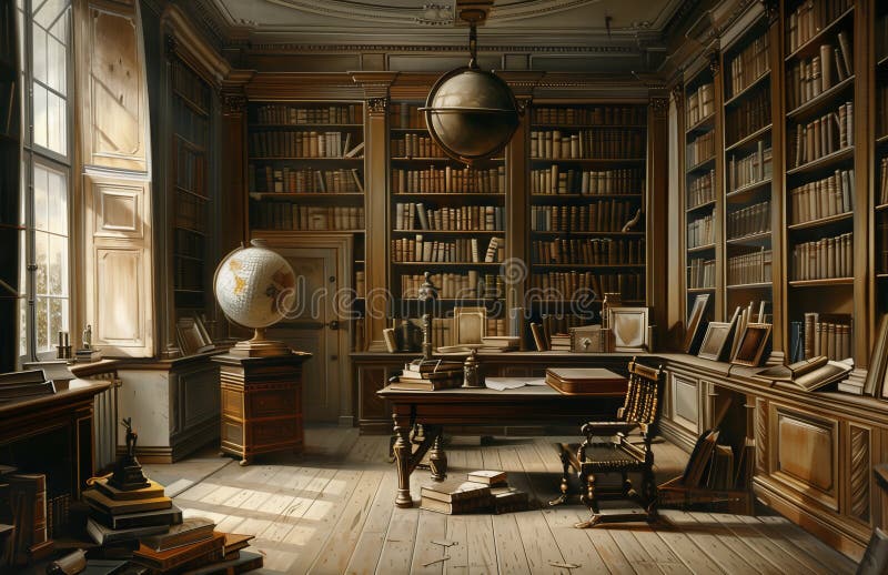 Cabinet in Old-school Style. Home Library Stock Illustration ...