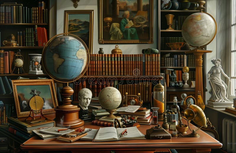 Cabinet in Old-school Style. Home Library Stock Illustration ...