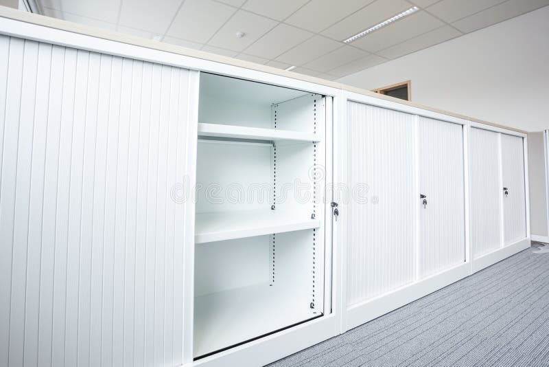 Cabinets Whit Sliding Doors Stock Image - Image of indoors, archive ...