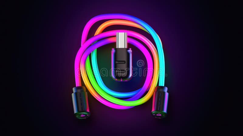 Cable Accesoires Wallpaper, Colored Neon Light Wires, Ai Generated ...