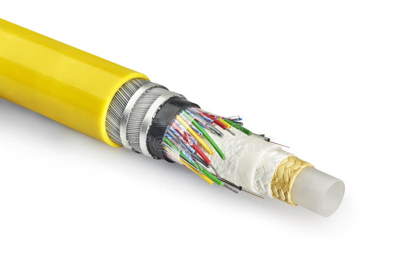 Cable Acorazado Seccionado Transversalmente Rayado Aislado En Blanco ...