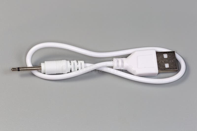 Cable Adapter USB-a To Male Jack Plug on Gray Background Stock Image ...