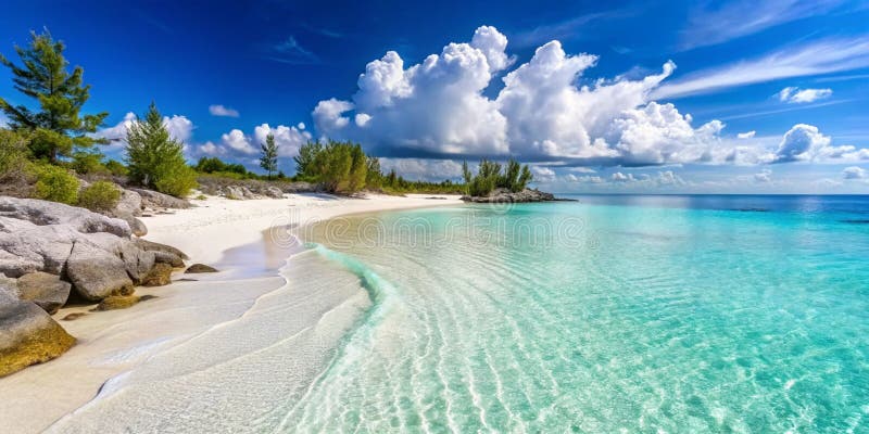 Cable Beach Bahamas with White Sand and Clear Waters Stock Illustration ...