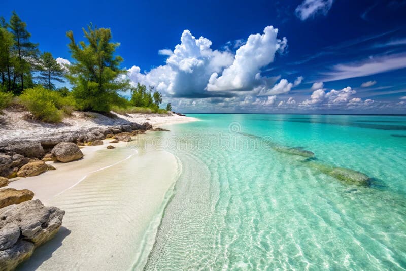 Cable Beach Bahamas with White Sand and Clear Waters Stock Illustration ...