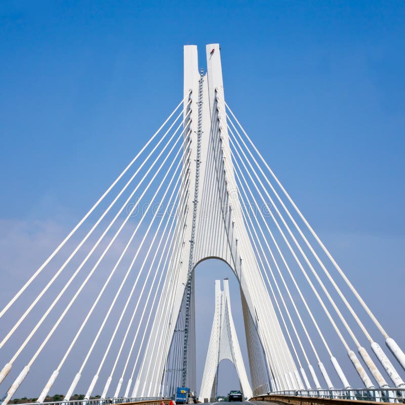 Cable-braced bridge stock image. Image of truss, stayed - 18466305