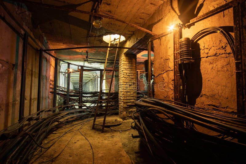 Cable Branching in an Old Underground Cable Collector Stock Photo ...