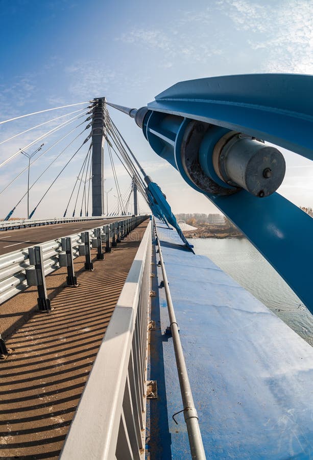 Cable Bridge Across the Samara River Stock Photo - Image of district ...