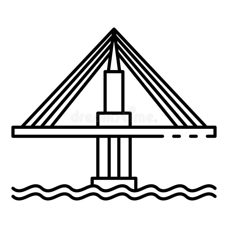 Cable Bridge Icon, Outline Style Stock Vector - Illustration of chain ...