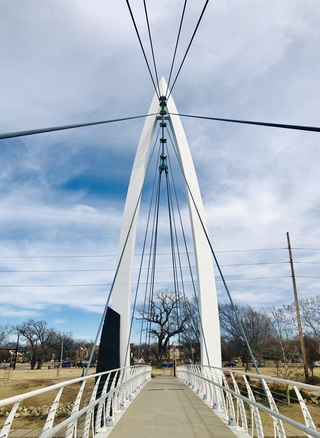 Cable Bridge Supports from Low Angle during Winter Stock Photo - Image ...