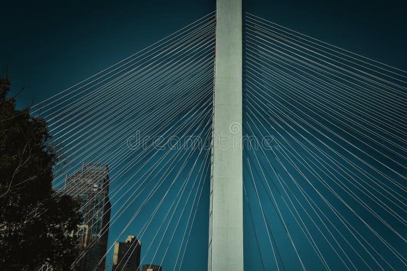 Cable bridge tower stock photo. Image of closeup, architecture - 206988198