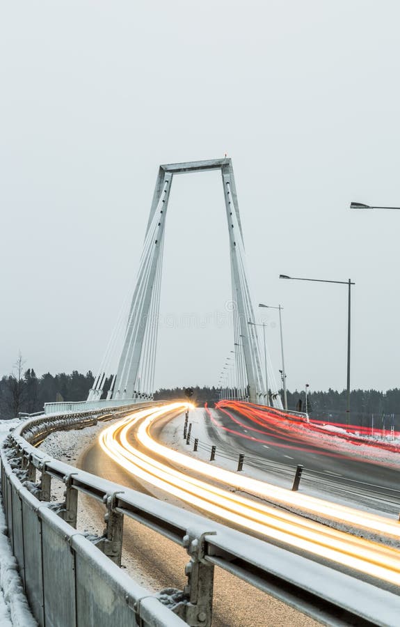 Cable Bridge in Umea, Sweden Stock Image - Image of trees, white: 67338897
