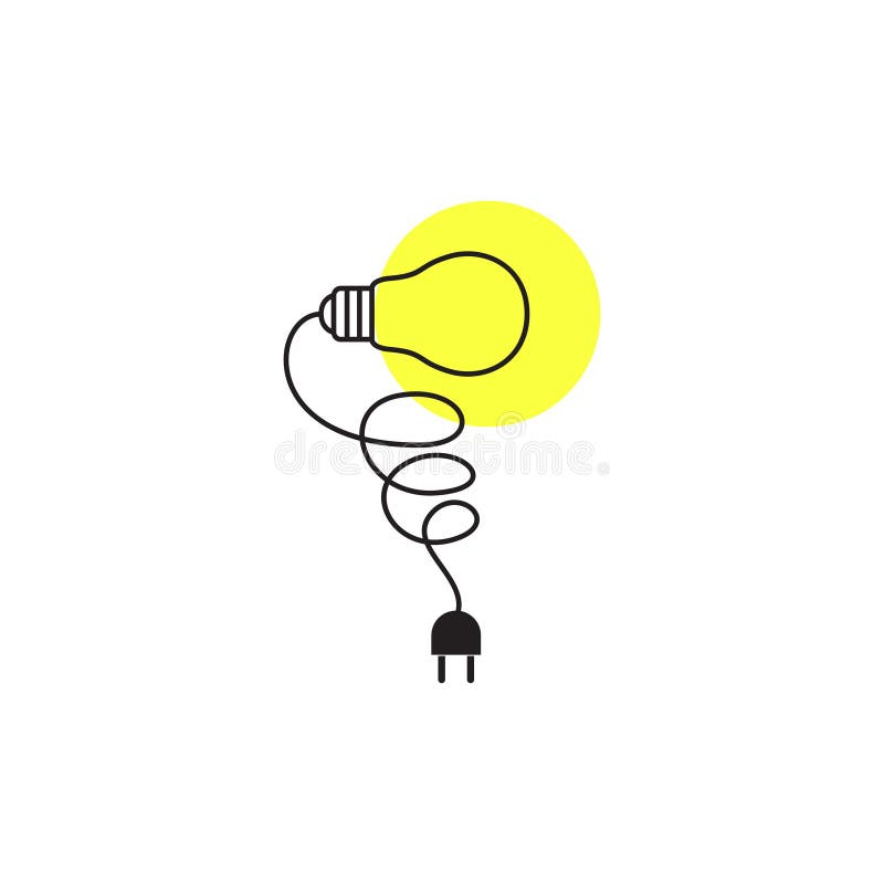 Cable with Bulb Lamp Lighting Logo Design Vector Graphic Symbol Icon ...