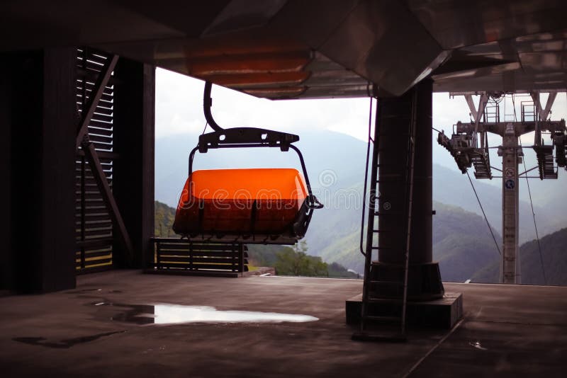 Cable Car Against the Backdrop of a Mountain Landscape Stock Image ...