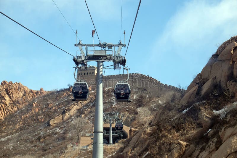 Badaling, China: Great Wall Cable Cars Editorial Image - Image of ...