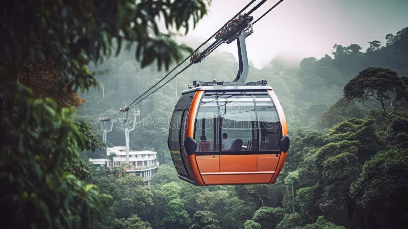 Cable Car of a Beautiful Transportation with Futuristic Design. AI ...