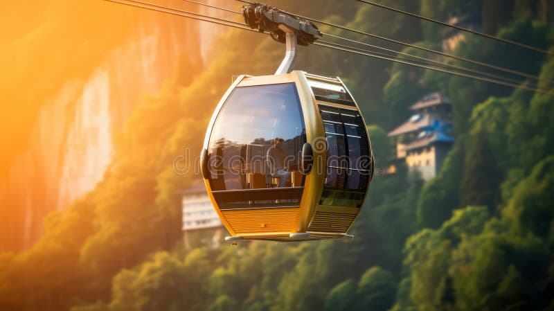 Cable Car of a Beautiful Transportation with Futuristic Design. AI ...