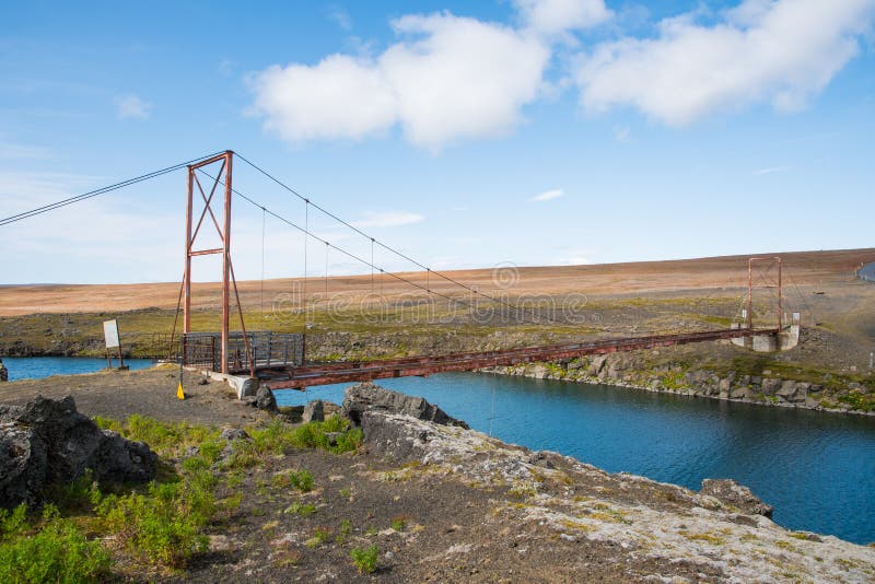 Cable Car Bridge Across River Tungnaa in Iceland Stock Image - Image of ...