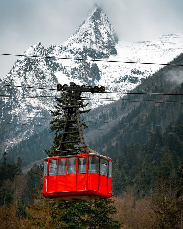 Cable Car Cabin in Mountains with Forest Stock Photo - Image of ...