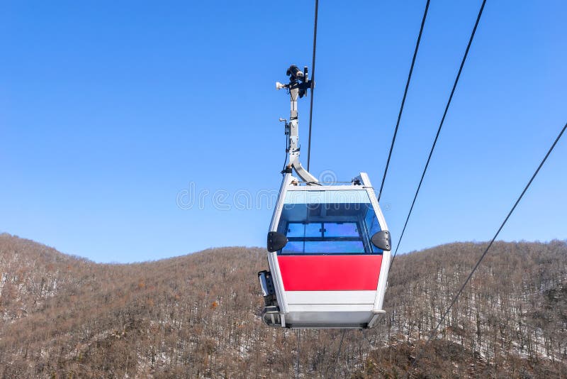 Cable Car Cabin on the Ski Lift Stock Photo - Image of snowboarding ...