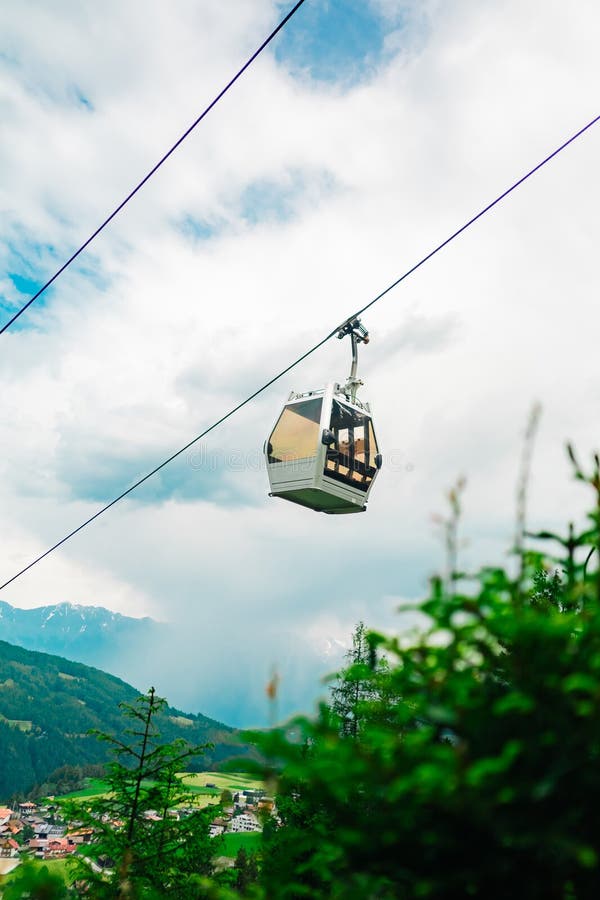Cable Car Cabin Viewed from the Bottom Ascending Up the Mountain Stock ...